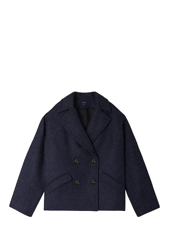 Soeur Constant Double-breasted Wool-blend Coat - Navy Chine