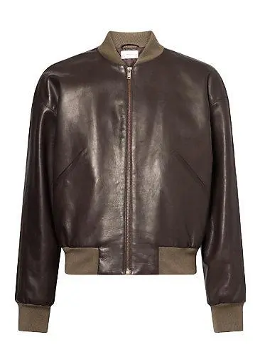 THE ROW Setsen Leather Bomber Jacket - Coffee