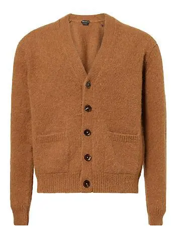 TOM FORD Brushed V-neck Wool-blend Cardigan - Toffee