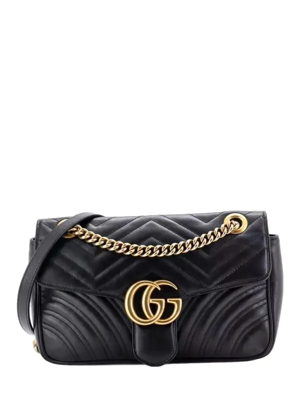 Gucci Gg Marmont Flap Medium Shoulder Bag - Black