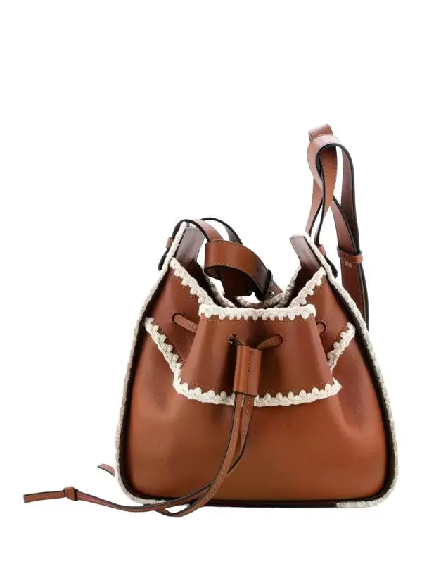 Loewe Hammock Small Shoulder Bag Leather With Crochet Detail - Brown
