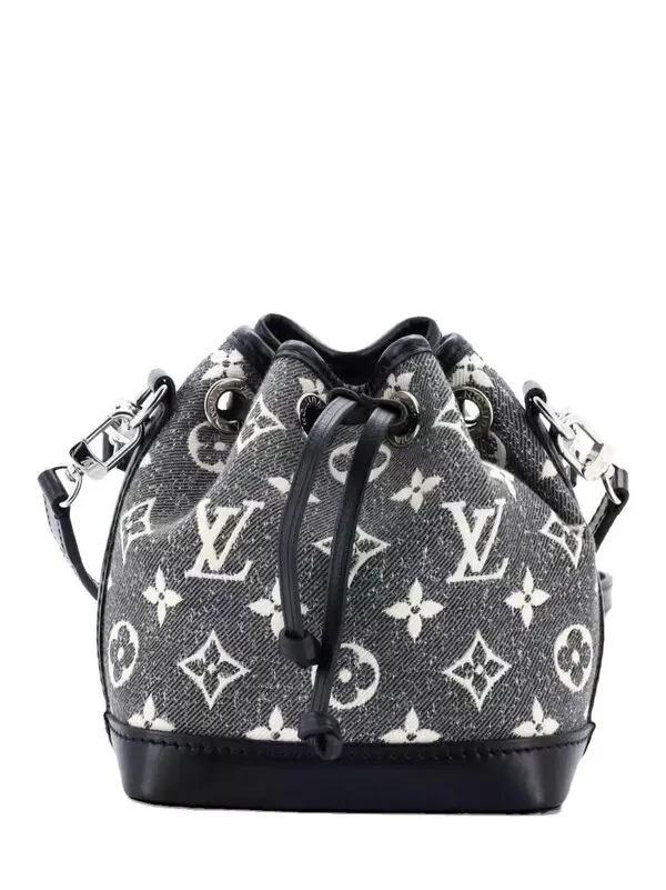 LOUIS VUITTON Noe Nm Handbag Monogram Jacquard Denim Nano Bucket Bag - Black