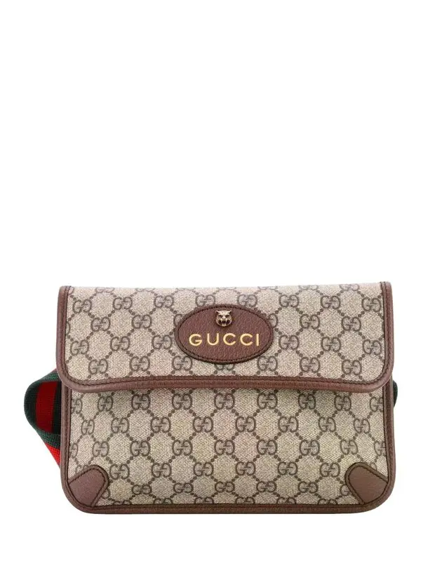 Gucci Neo Vintage Flap Gg Coated Canvas Belt Bag - Brown