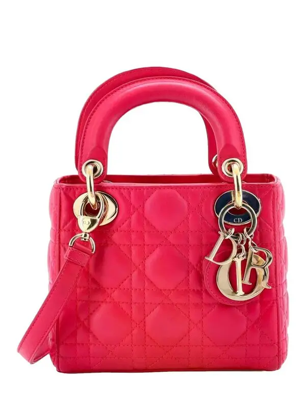 Dior Lady Mini Satchel Cannage Quilt Lambskin - Pink