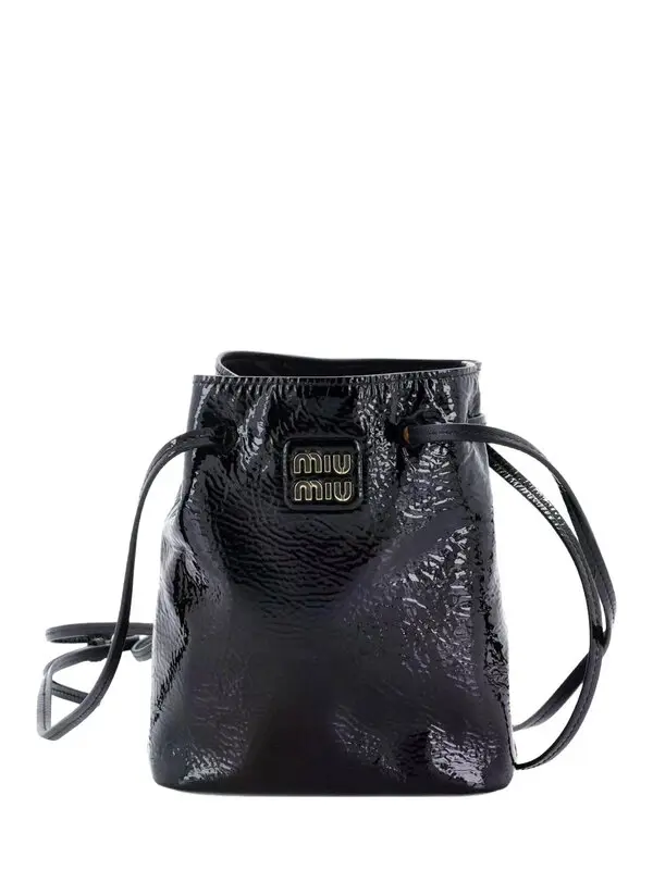 Miu Miu Aviator Patent Mini Bucket Bag - Black