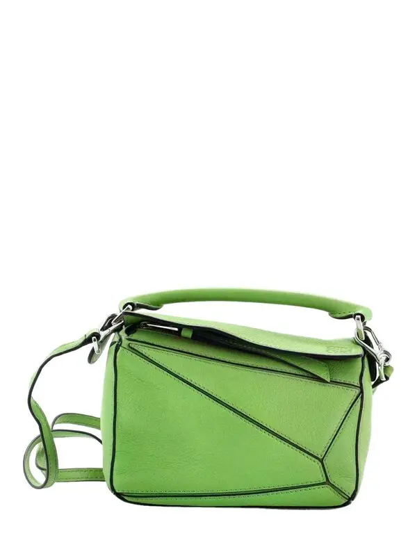 Loewe Puzzle Leather Mini Crossbody Bag - Green