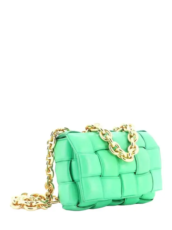 Bottega Veneta Cassette Chain Padded Maxi Intrecciato Leather Crossbody Bag - Green
