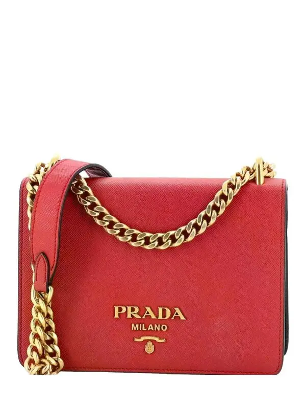 Prada Saffiano Leather Chain Flap Bag - Black