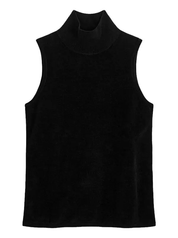 Cos Chenille Mock-neck Vest - Black
