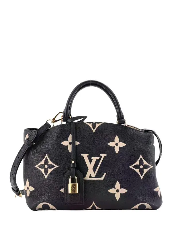 LOUIS VUITTON Petit Palais Handbag Bicolor Monogram Empreinte Giant Satchel - Black