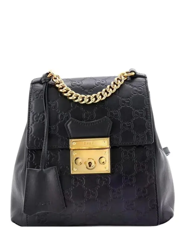 Gucci Padlock Sissima Leather Mini Backpack - Black