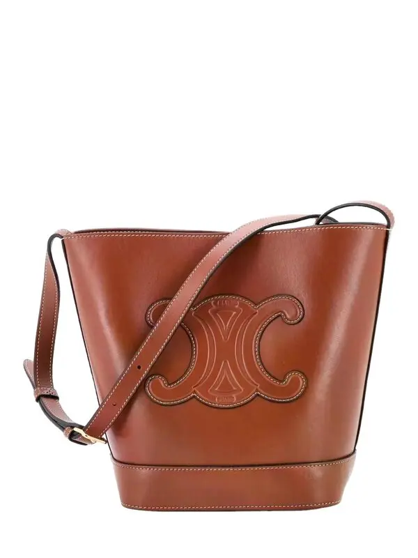 Celine Cuir Triomphe Leather Small Bucket Bag - Brown