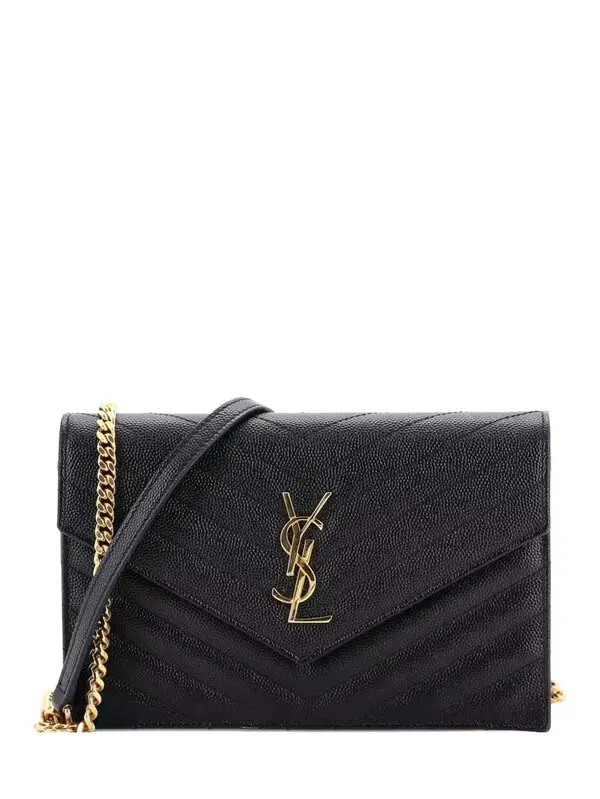 Saint Laurent Classic Monogram Wallet On Chain Matelasse - Black
