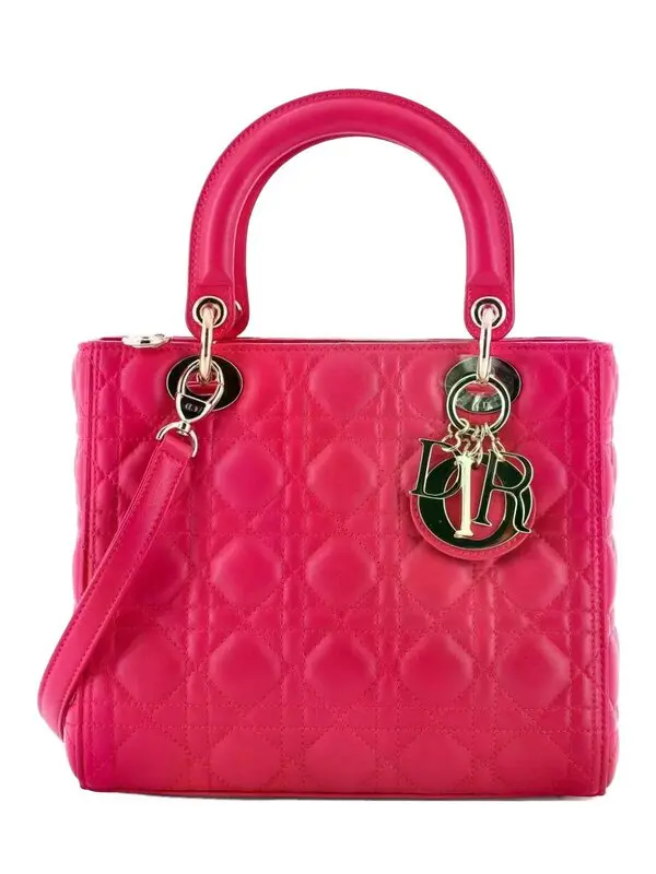 Dior Lady Medium Lambskin Satchel - Pink