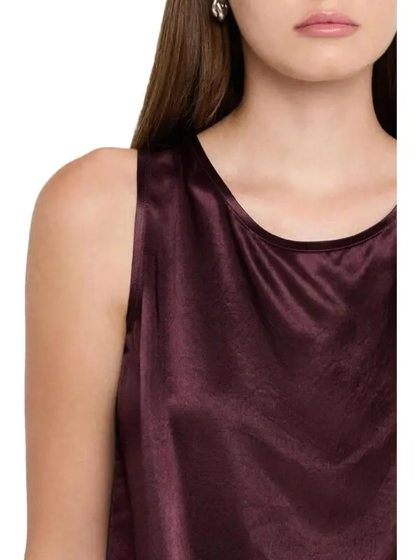 Eileen Fisher Scoop-neck Textured Satin Tank Top - Wine