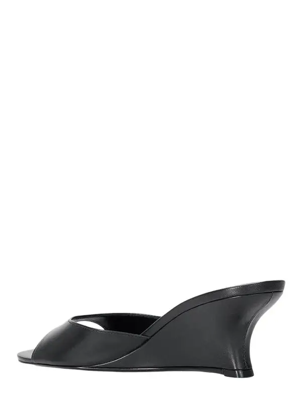 Staud Brigitte Leather Wedge Mules - Black