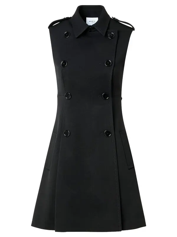Akris Sleeveless Wool Mini Trench Dress - Black