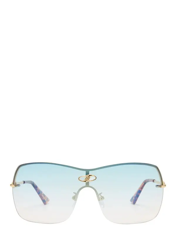 Le Specs Parallel Universe Shield Sunglasses - Gold Sky Blue