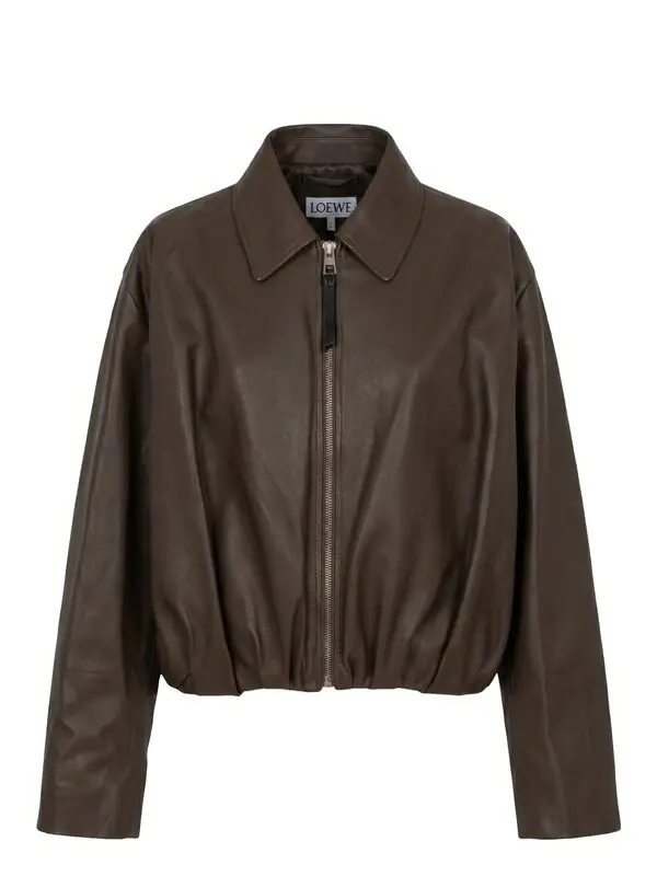 Loewe Leather Bomber Jacket - Brown