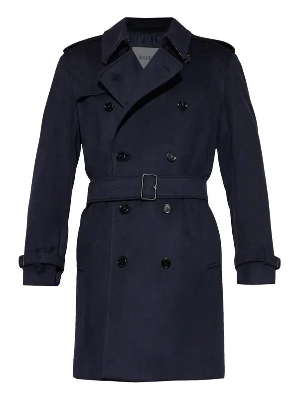 Burberry Cashmere Trench Coat "hastings - Navy Blue