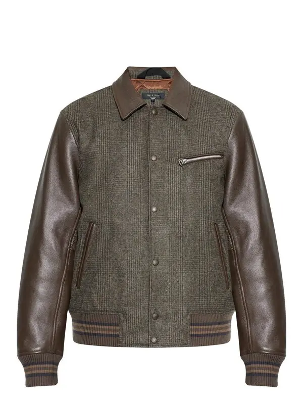 Rag & Bone Wool Varsity Jacket With Leather Sleeves - Brown