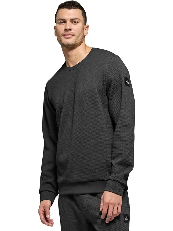 Alo Yoga Waffle Lounge Long Sleeve Crewneck Top - Anthracite