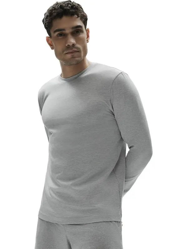 Alo Yoga Conquer Reform Crewneck Long Sleeve Top - Athletic Heather Grey