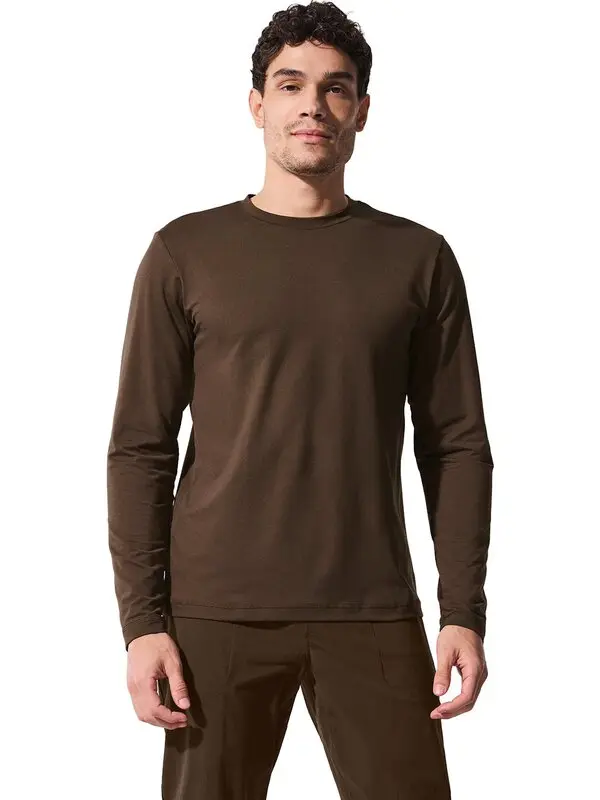 Alo Yoga Conquer Reform Crewneck Long Sleeve Top - Espresso