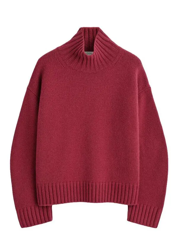 Cos Chunky Cashmere Mock-neck Jumper - Red