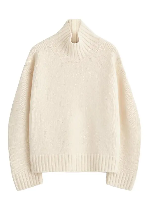 Cos Chunky Cashmere Mock-neck Jumper - White