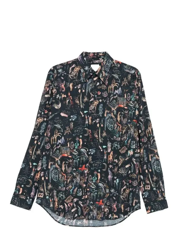 Paul Smith Printed Cotton Shirt - Blue