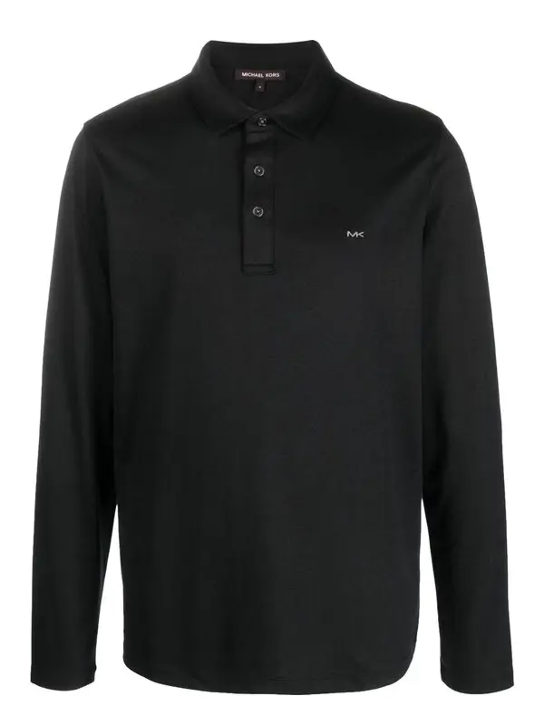 Michael Kors Long-sleeve Logo Polo Shirt - Black