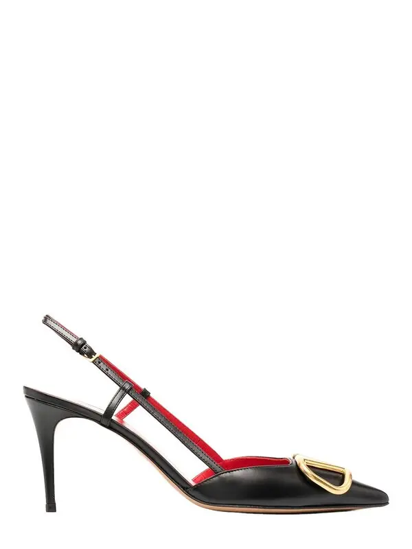 Valentino Garavani Vlogo Signature Leather Slingback Pumps - Black