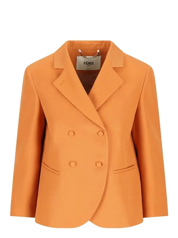 Fendi Wool Double-breasted Jacket - Orange