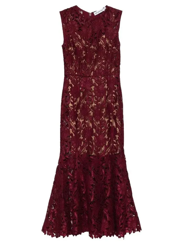 SELF-PORTRAIT Lace Long Dress - Red
