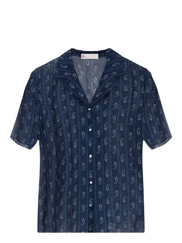 Tory Burch Cotton And Silk Blend Paisley Shirt - Blue