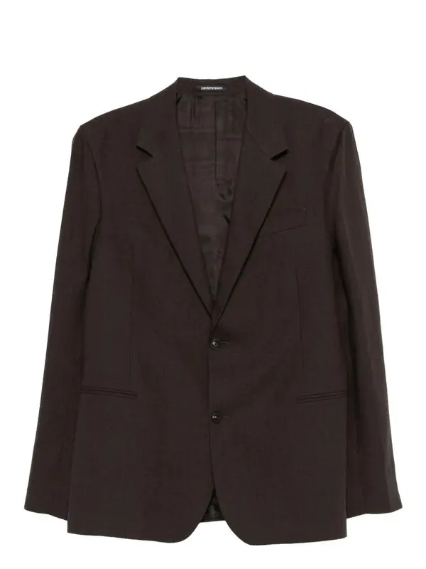 Emporio Armani Linen Single-breasted Jacket - Brown