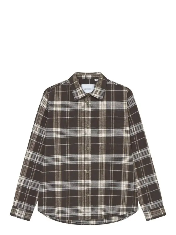 LES DEUX Lennon Check Overshirt - Brown