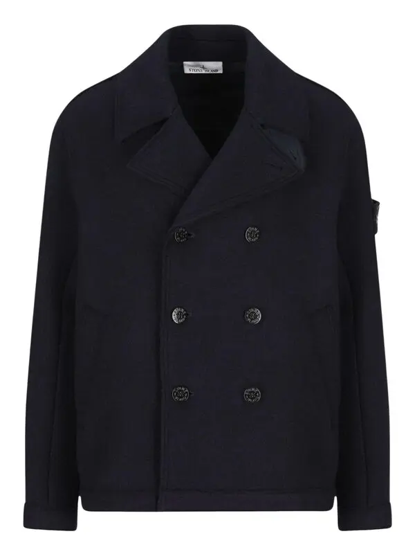 Stone Island Double-breasted Pea Coat - Blue