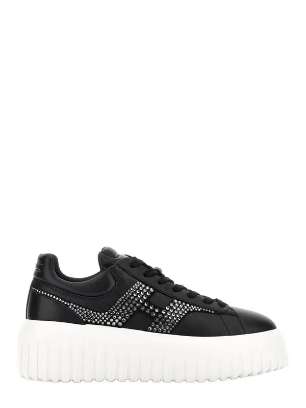 Hogan H-stripes Leather Sneakers - Black