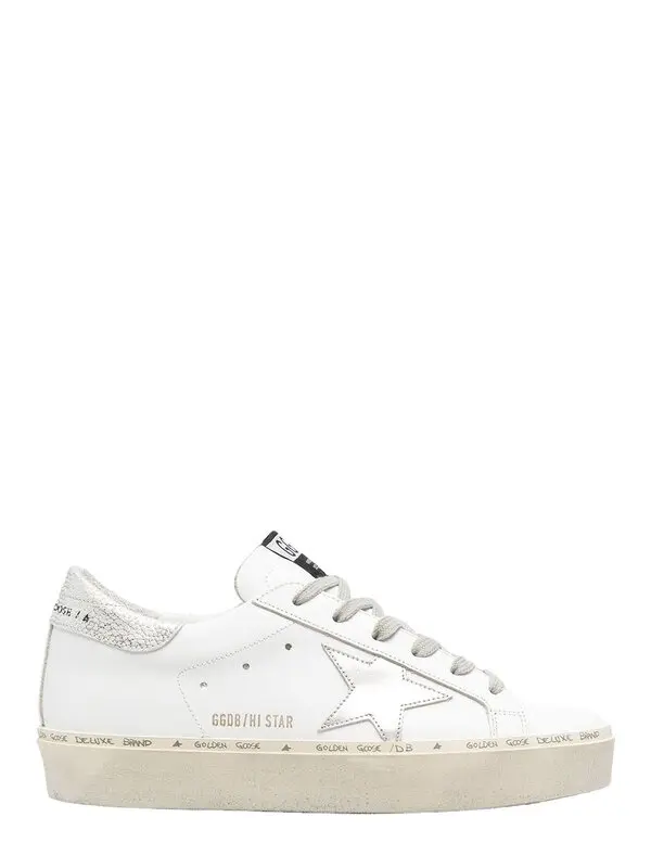 GOLDEN GOOSE Hi Star Leather Sneakers - Silver