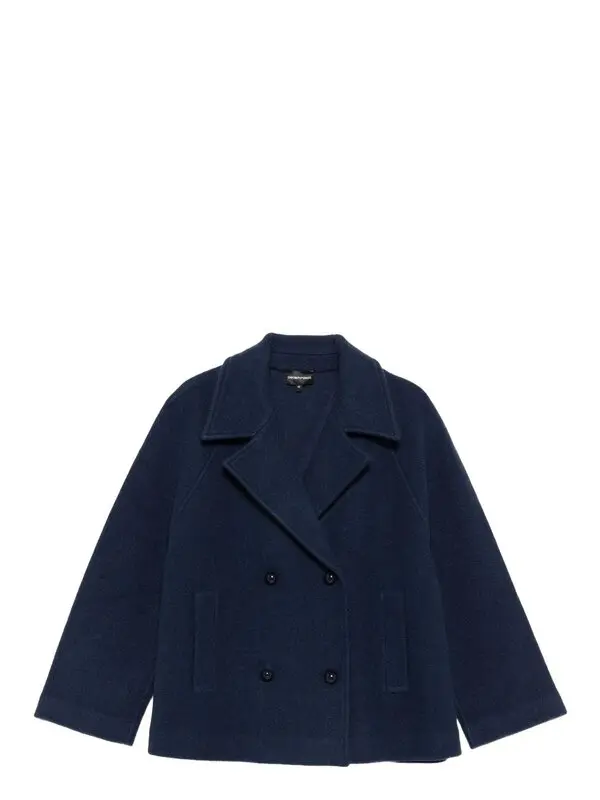 Emporio Armani Wool Single-breasted Coat - Blue