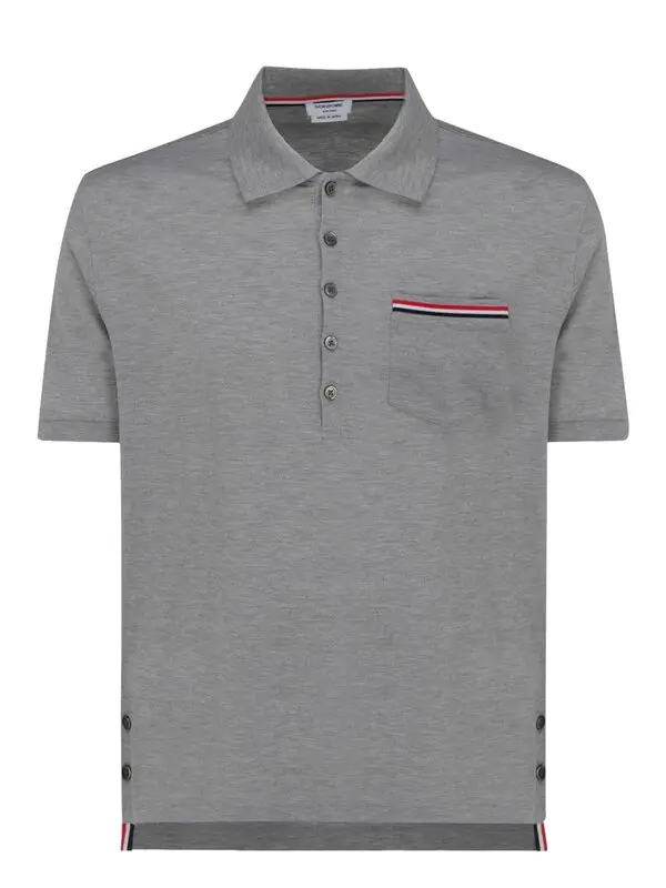 Thom Browne Rwb Cotton Polo Shirt - Grey