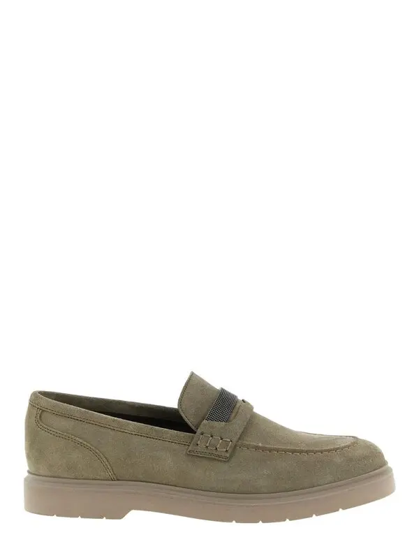 Brunello Cucinelli Suede Leather Loafers - Beige