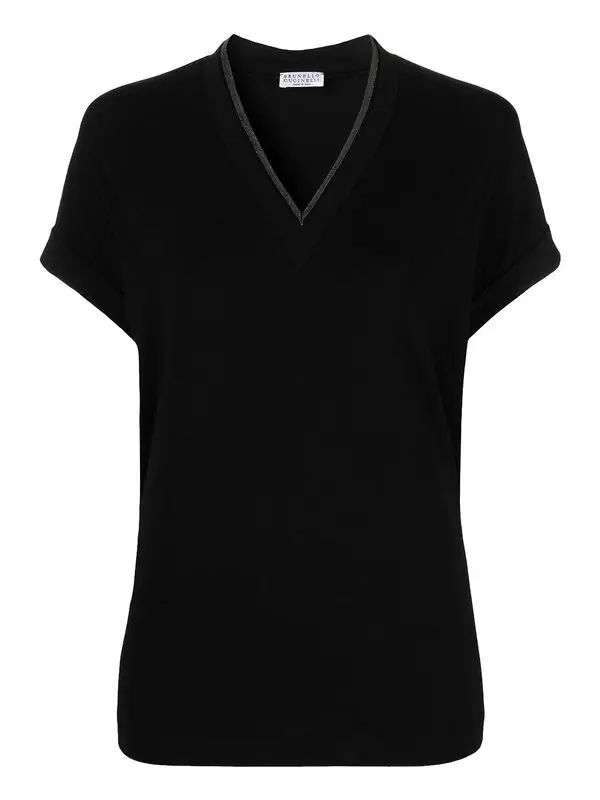 Brunello Cucinelli Cotton V-neck T-shirt - Black