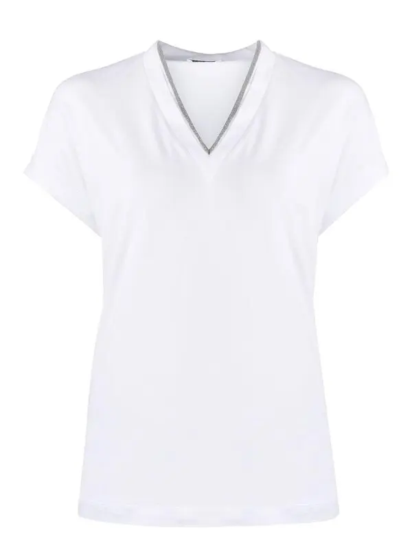 Brunello Cucinelli Cotton V-neck T-shirt - White