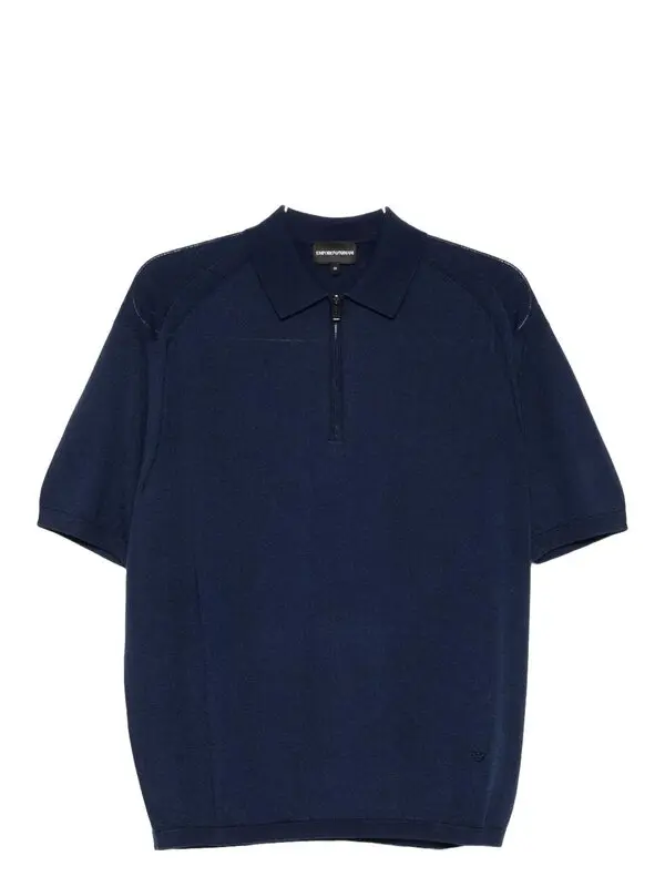 Emporio Armani Wool Blend Polo Shirt - Blue