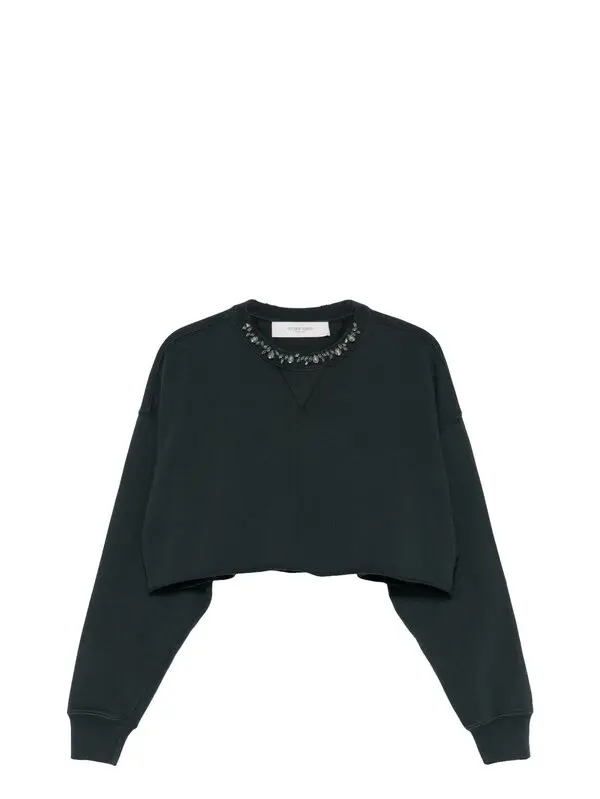 GOLDEN GOOSE Cotton Cropped Sweatshirt - Black