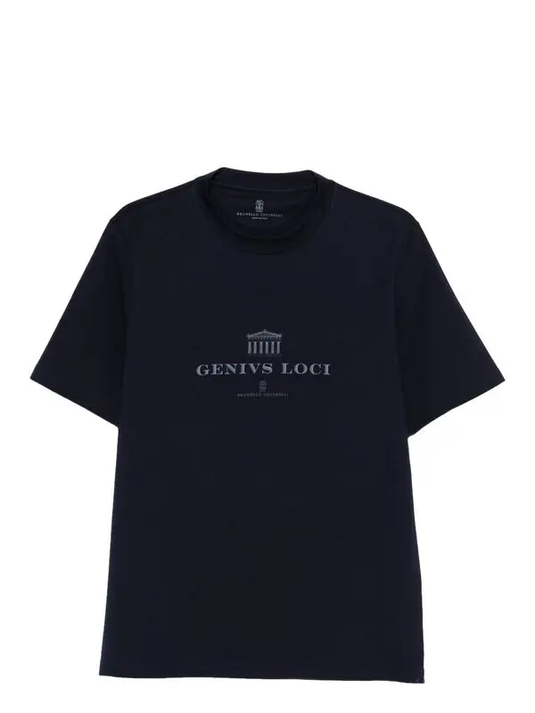 Brunello Cucinelli Logo Cotton T-shirt - Blue