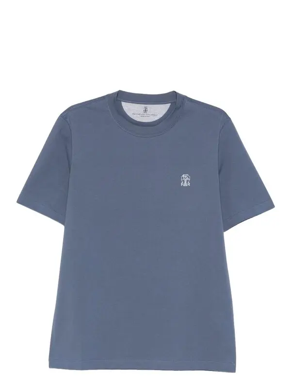 Brunello Cucinelli Logo Cotton T-shirt - Sky Blue